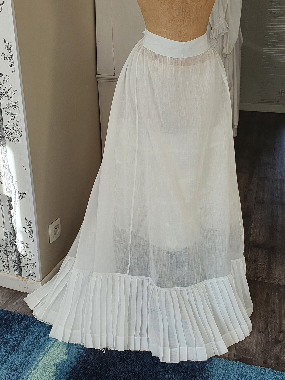 Jupon de mariée antique voile de coton volant plissé 535 | Etsy