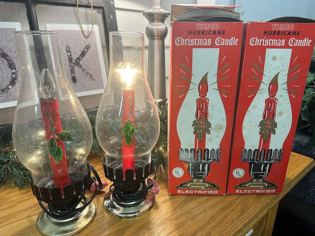 2 Vintage TIMCO Hurricane Electric Christmas Candles With Original ...