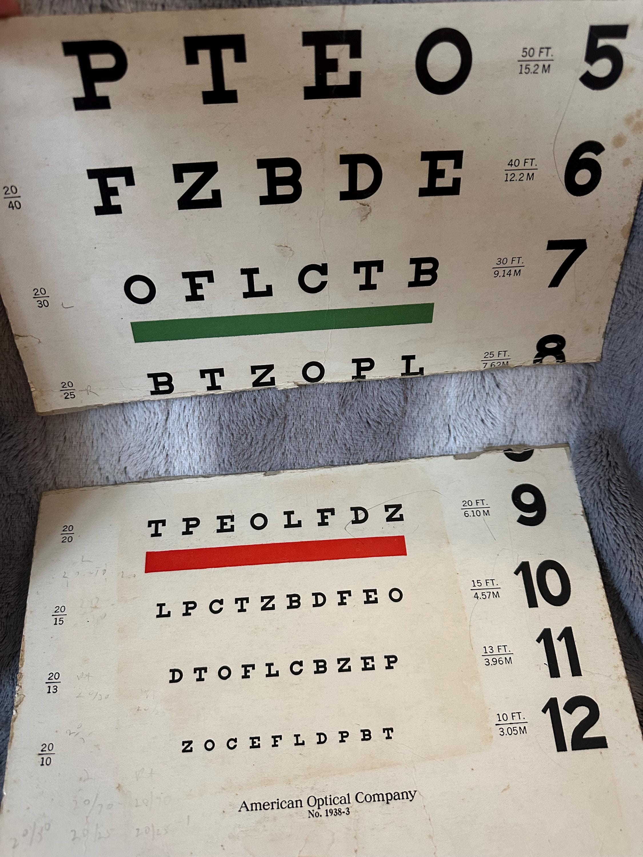 Vintage Test Chart Snellen Rating & DMV Visual Acuity Blank Reports Set ...