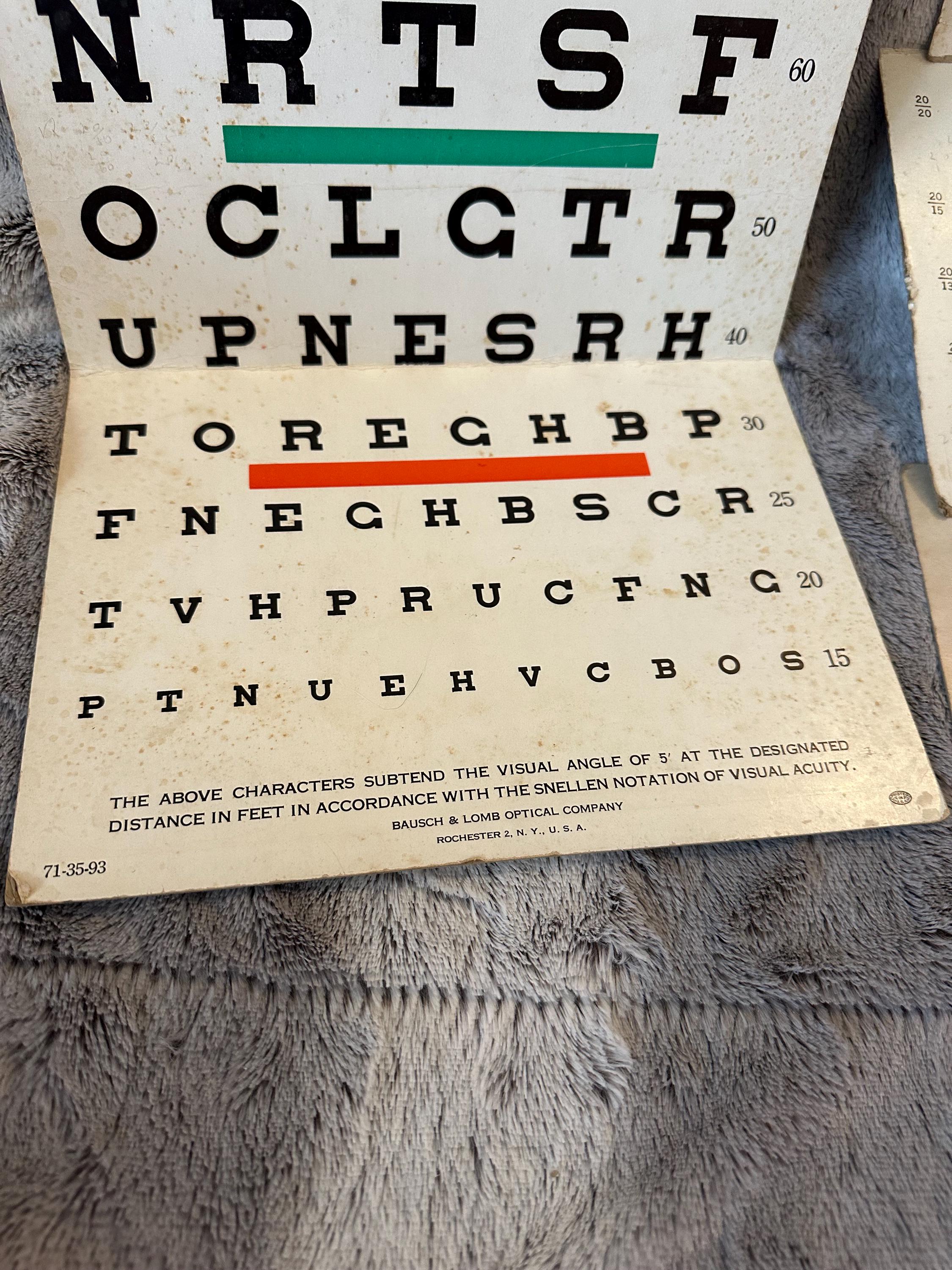 Vintage Test Chart Snellen Rating & DMV Visual Acuity Blank Reports Set ...