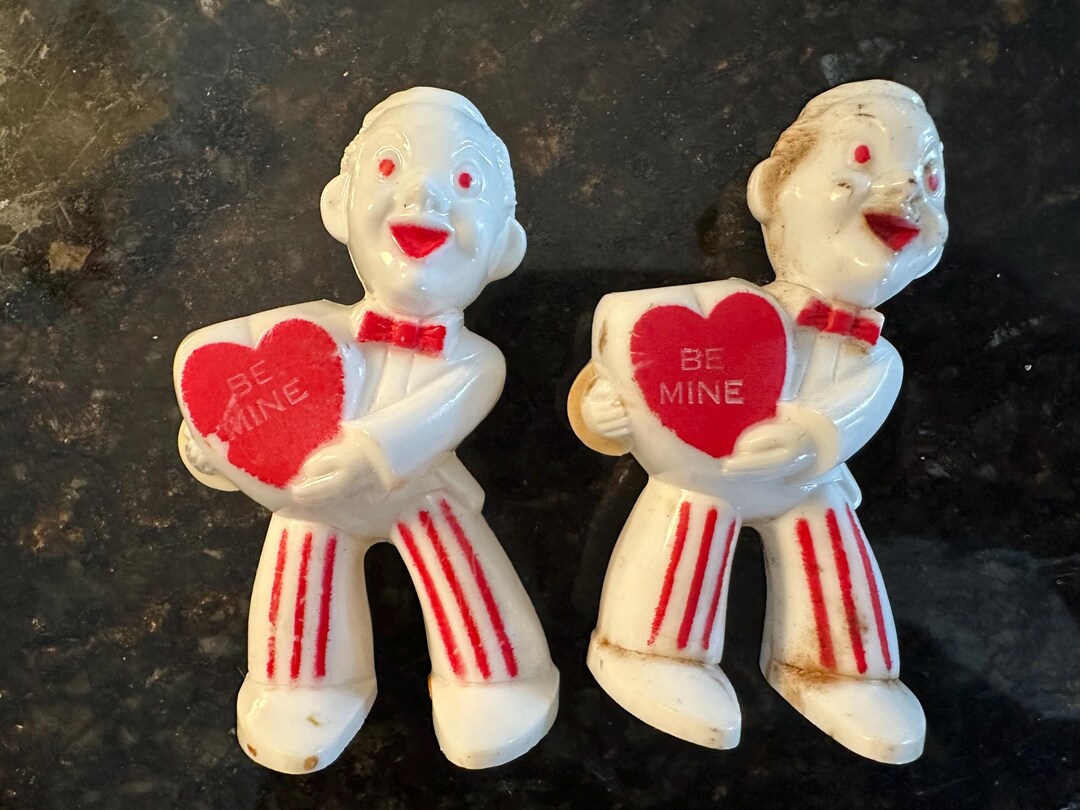 Two 1940’s E Rosen Rosbo Plastic Set of Matching Valentine’s Men Candy ...