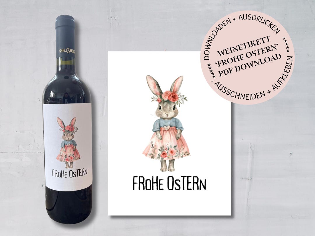 Happy Easter Wine Label | Easter Decoration | Easter Food | Wine Label ...