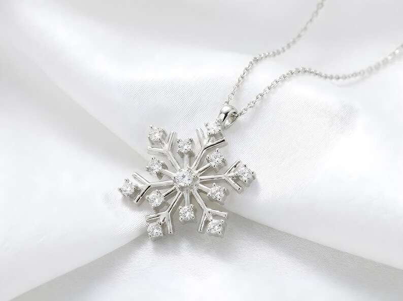 Sterling Silver Snowflake Necklace, Christmas Gift Pendant - Etsy