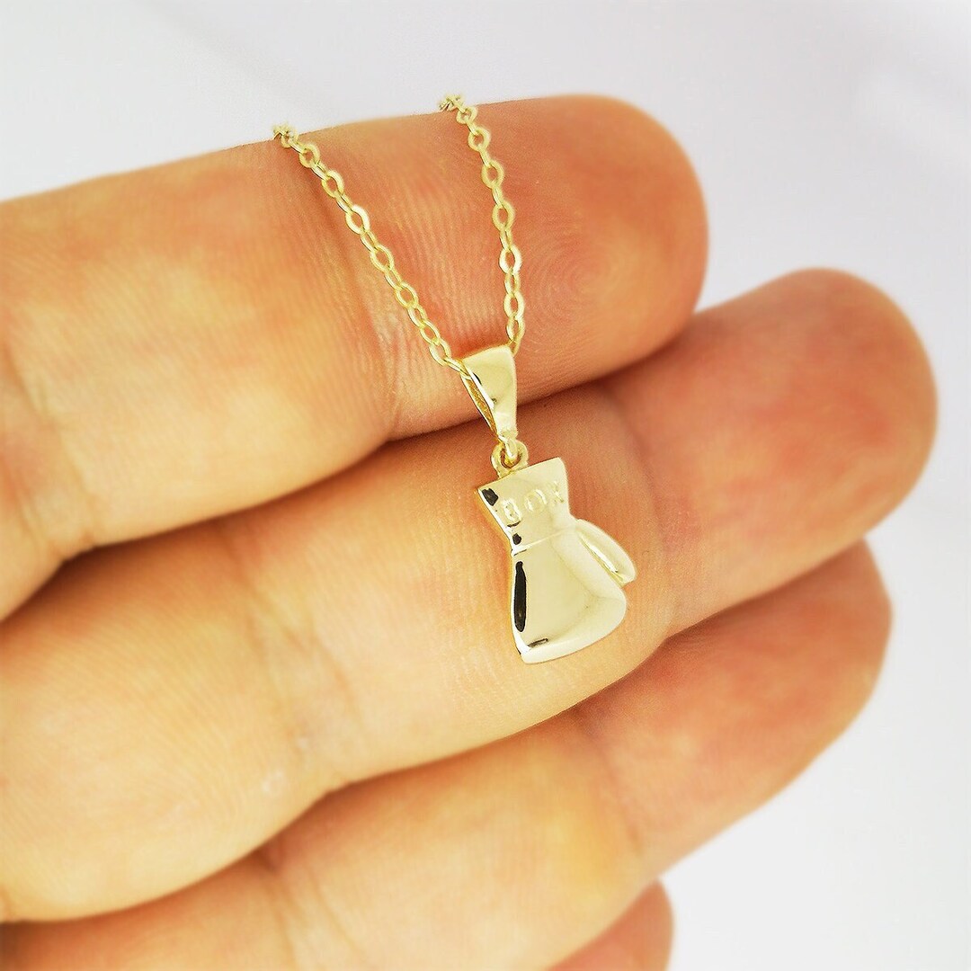 14k Solid Gold Boxers Gift, Boxing Glove Pendant / Solid Gold Boxing Sports Necklace. Yellow ...