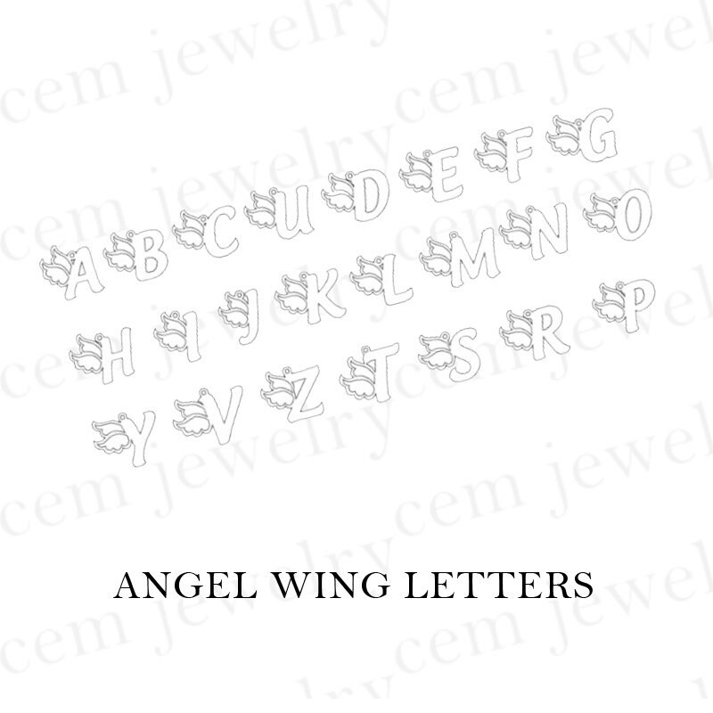 Angel Wing Letter Silver Necklace. / Personalized 925 K Silver Initial ...