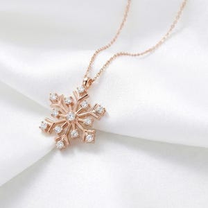 Sterling Silver Snowflake Necklace, Christmas Gift Pendant - Etsy
