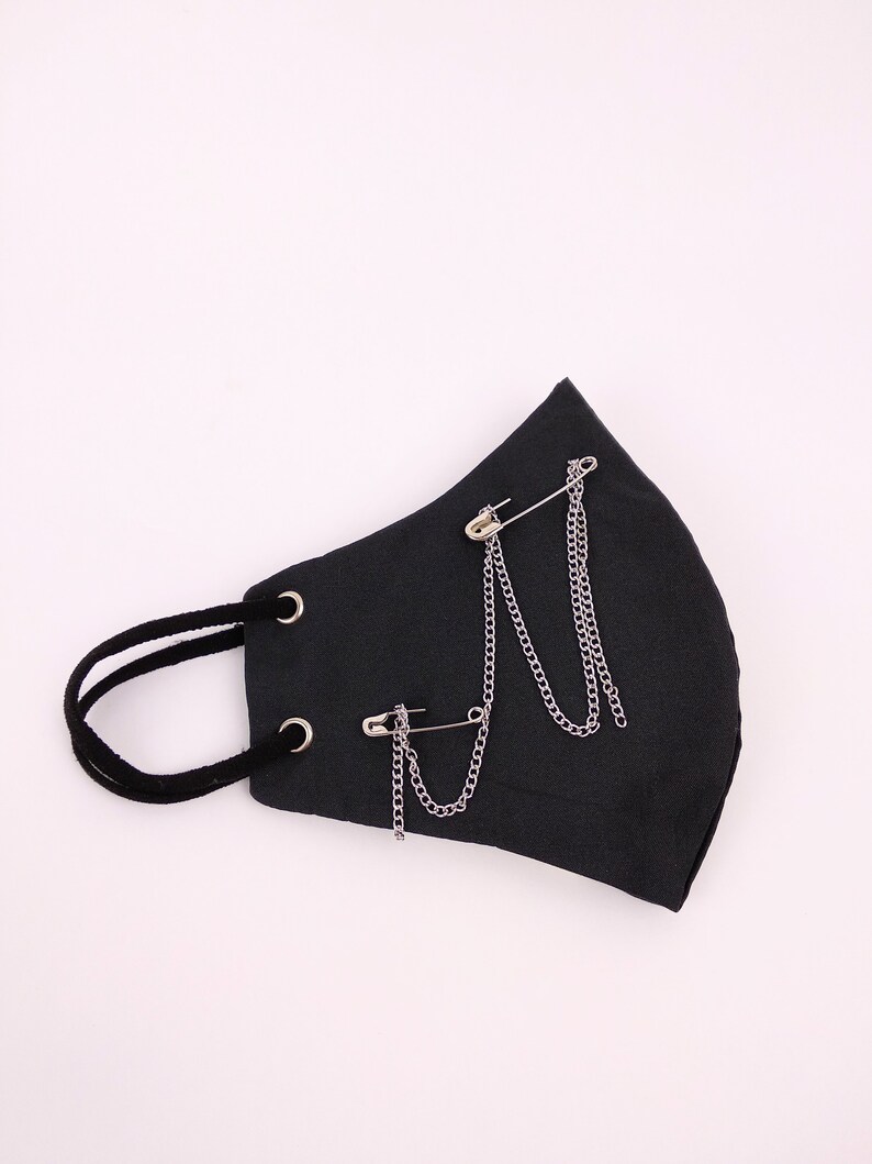Black Punk Mask With Spikes and Chain Goth Mask With Filter - Etsy