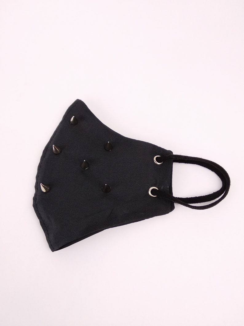 Black Punk Mask With Spikes and Chain Goth Mask With Filter - Etsy