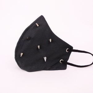 Black Punk Mask With Spikes and Chain, Goth Mask With Filter Pocket ...
