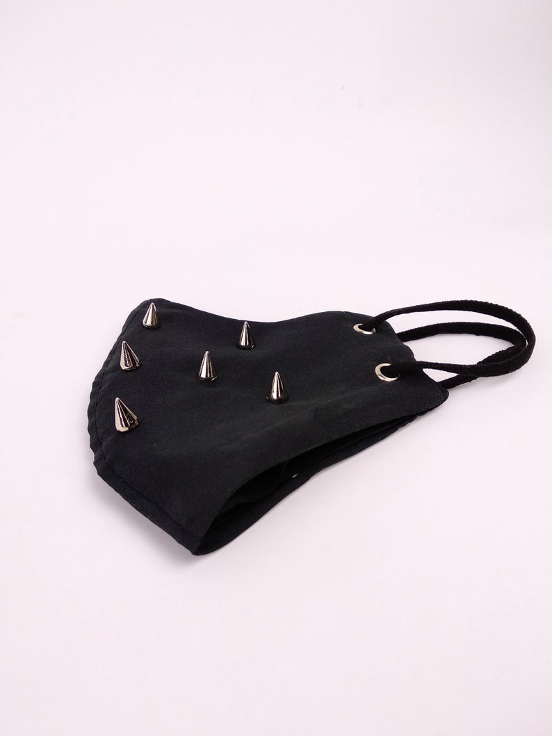 Black Punk Mask With Spikes and Chain Goth Mask With Filter - Etsy