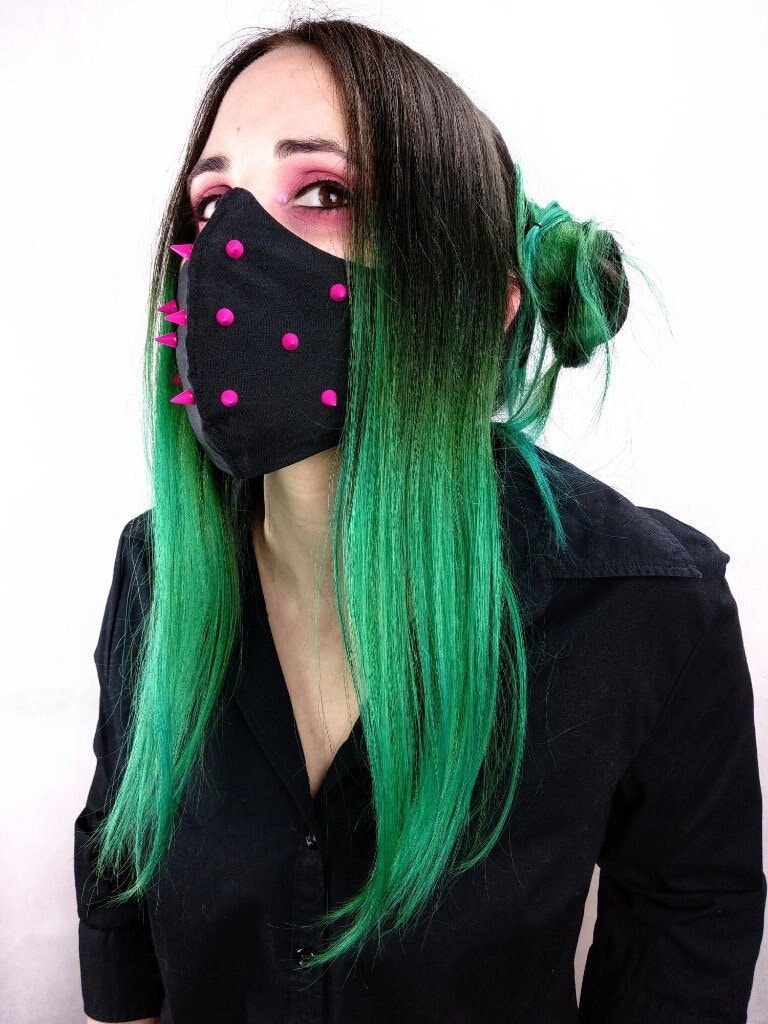 Pink Punk Mask With Filter Pocket Emo Pink Mask Pop Punk - Etsy