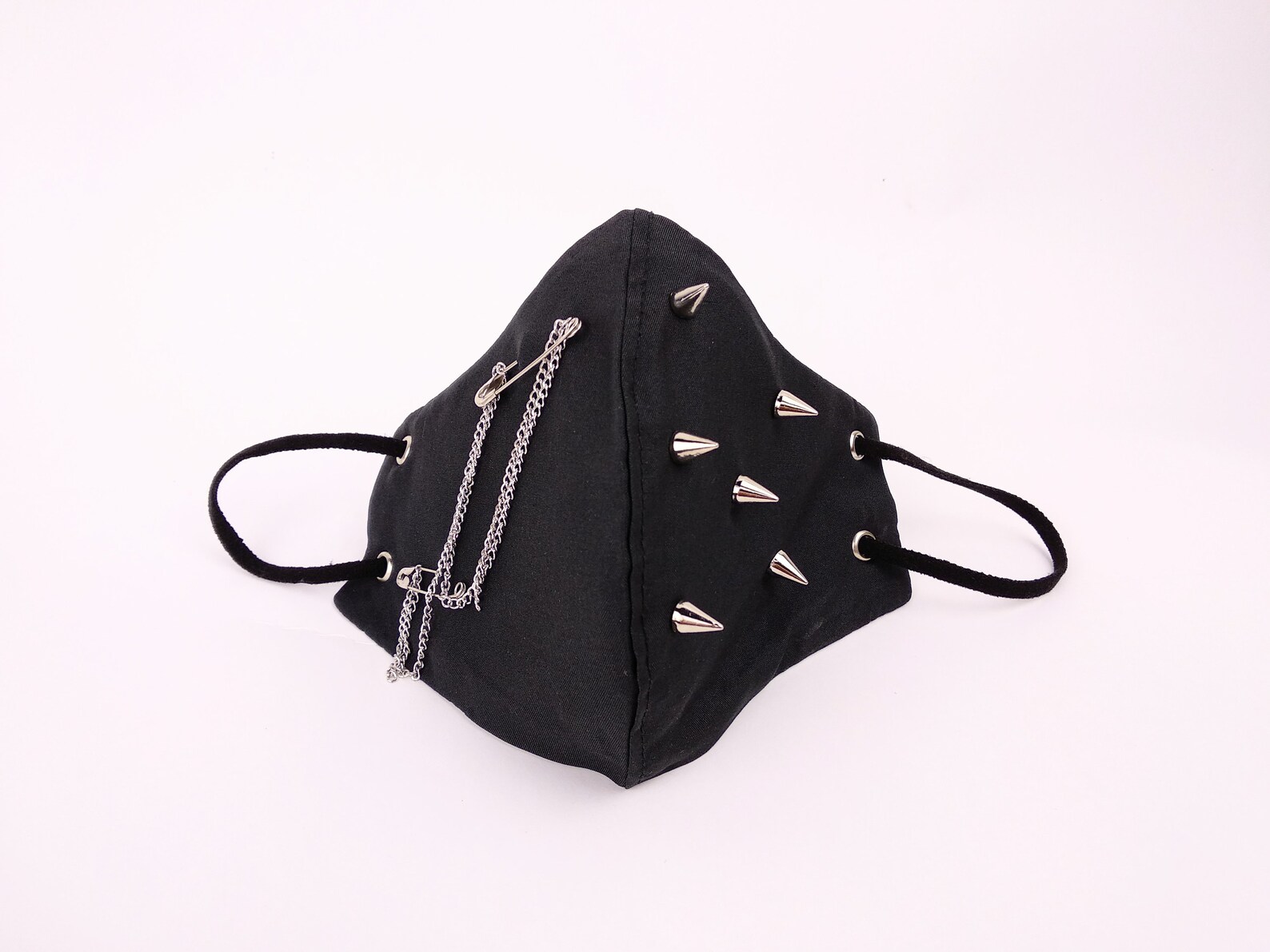 Black Punk Mask With Spikes and Chain Goth Mask With Filter - Etsy