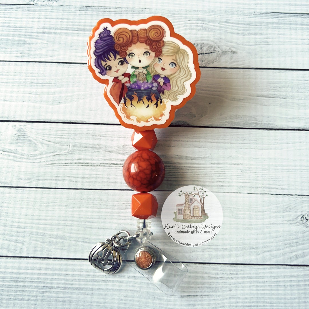 Halloween Witch Sisters Retractable Badge Reel | Teacher Badge Reel ...