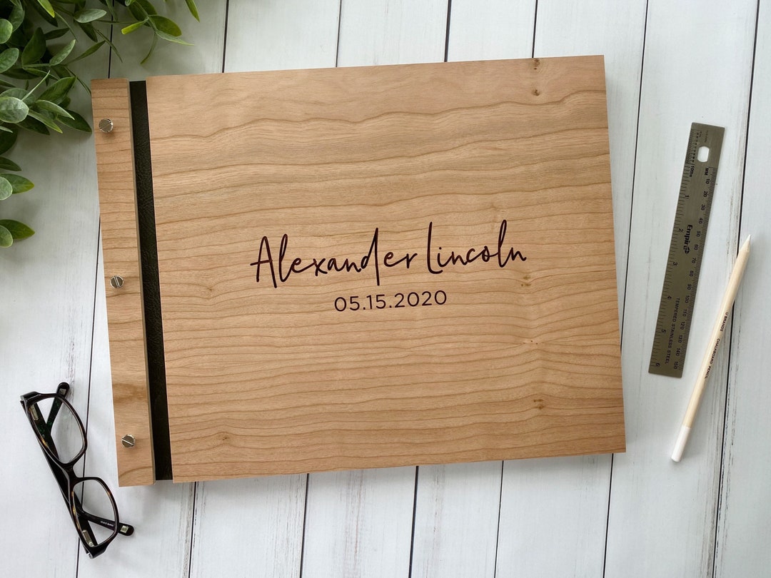 Personalized Baby Memory Book | Gender Neutral Baby Book With Wooden ...