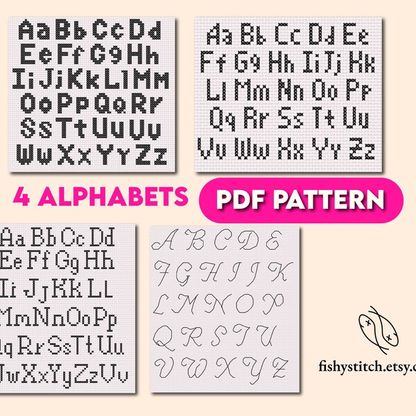 Backstitch Alphabets - Etsy