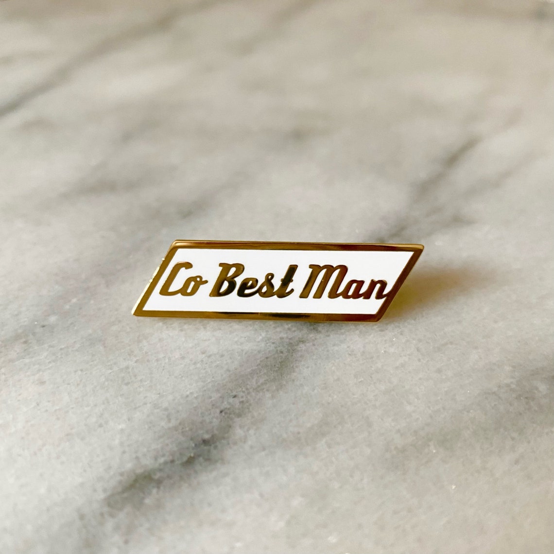 Co-best Man Lapel Pin - Gold & White Wedding Party Gift - Etsy