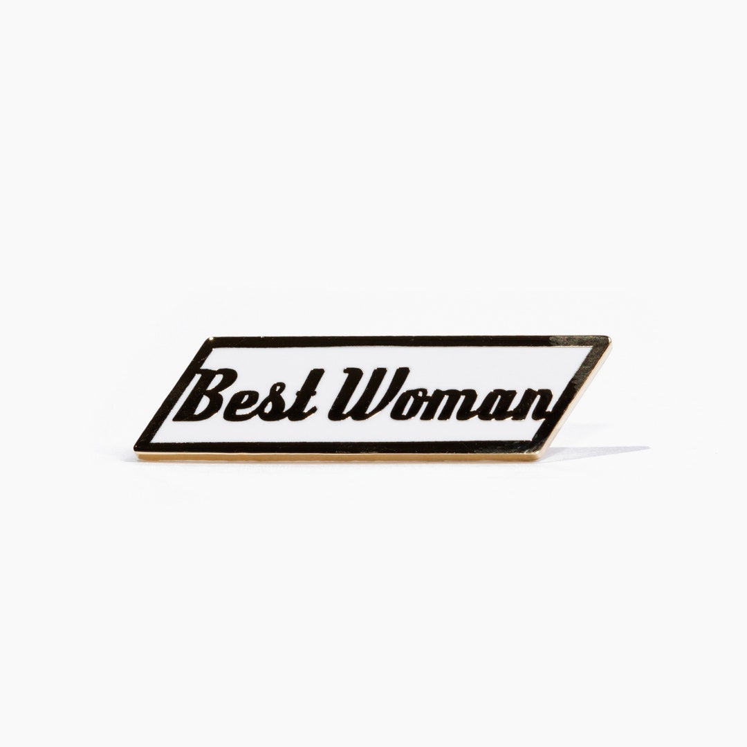 Best Woman Wedding Lapel Pin - Gold & White Enamel - Etsy