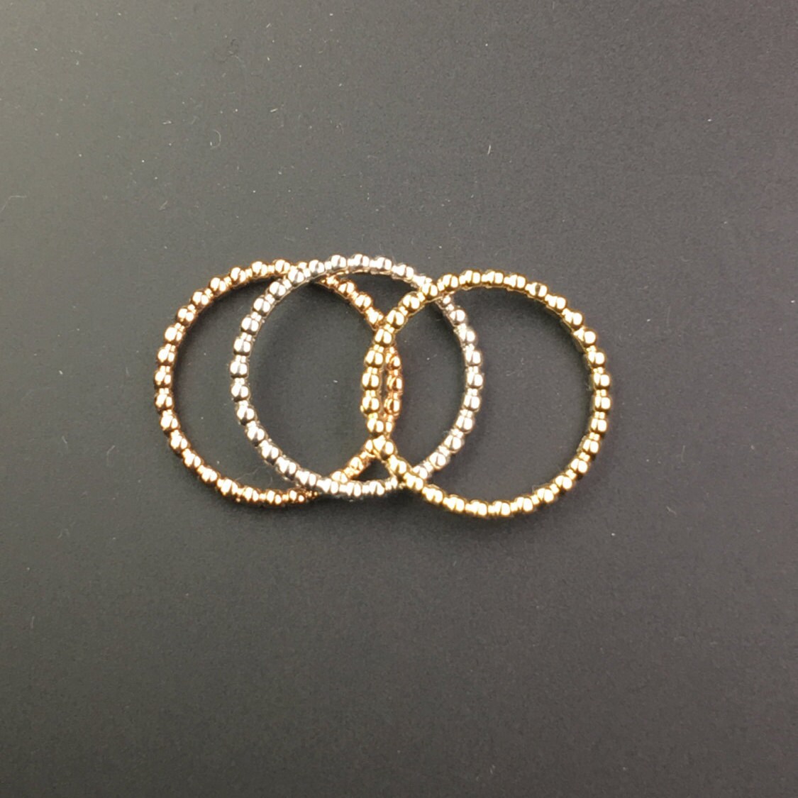 Trio of Stackable Ring, Set of Three Diamond Bubble Rings in 14K Yellow ...