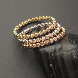 Trio of Stackable Ring, Set of Three Diamond Bubble Rings in 14K Yellow ...
