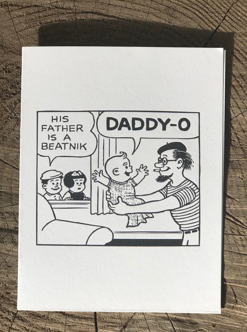 Beatnik Birth Announcement, Ernie Bushmiller Letterpress Greeting Card ...