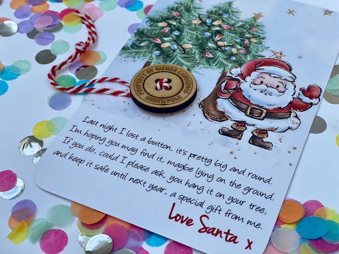 Personalised Santa's Lost Button Decoration Christmas Eve Box Gift ...