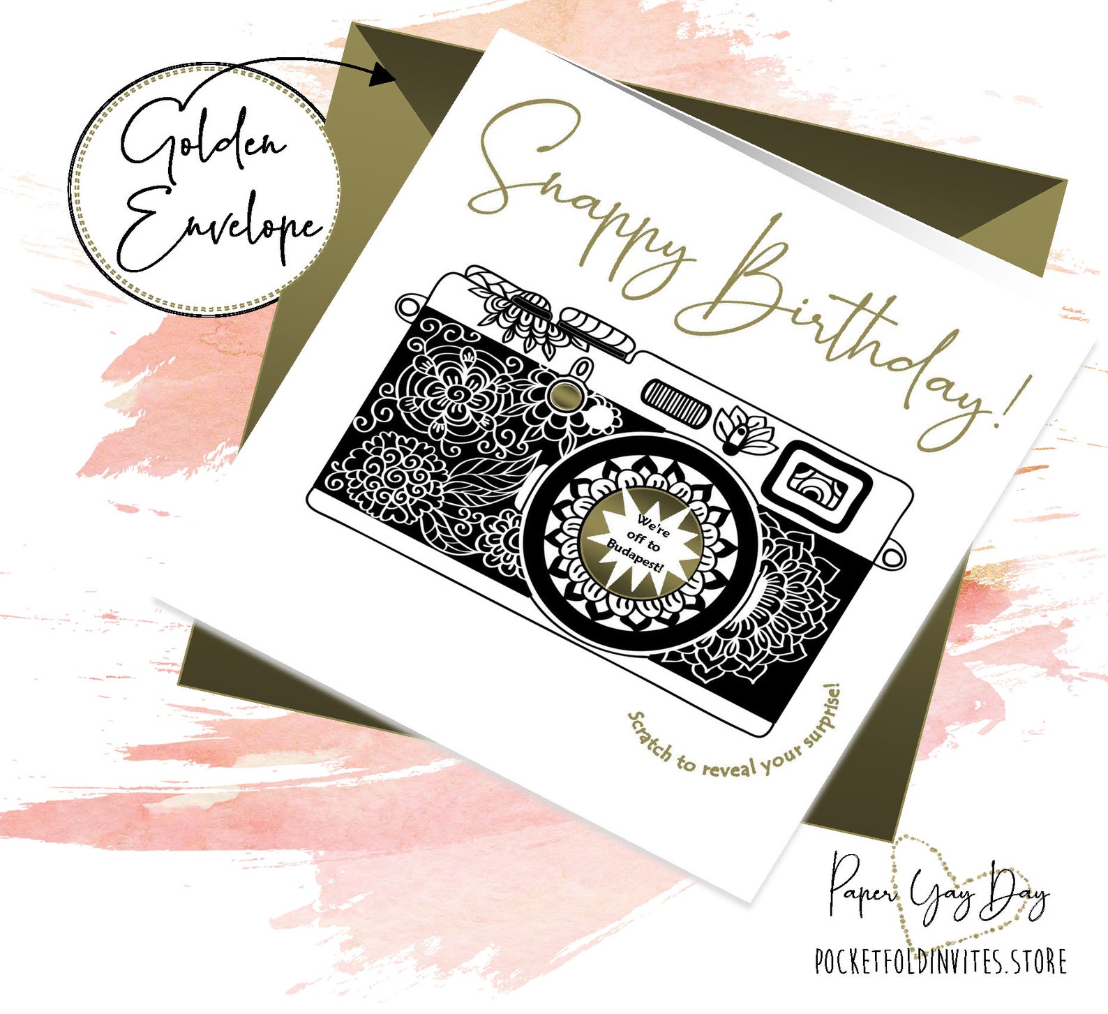Customised Camera Birthday Card. Gift Reveal Scratchcard | Etsy