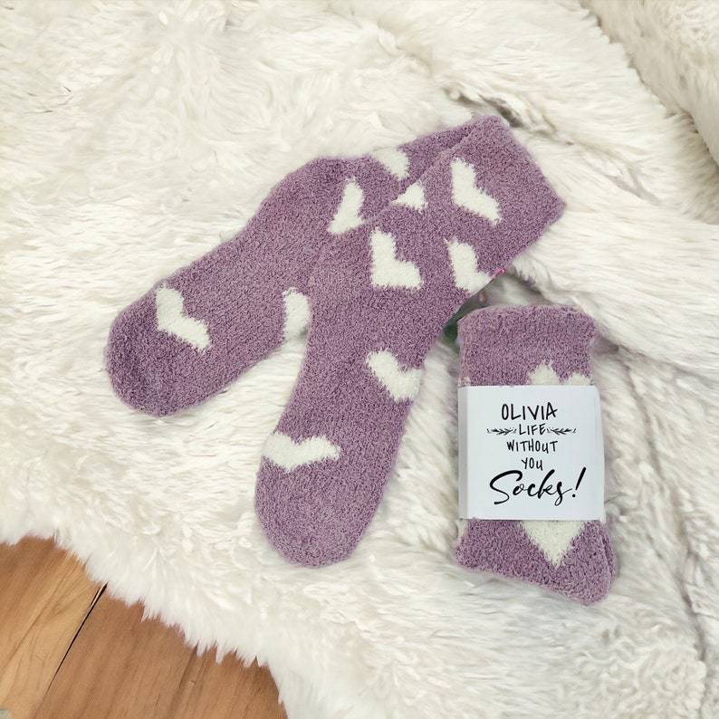 Personalized Fluffy Heart Socks: Cosy Winter Gift (UK Adult Size 4-7 ...