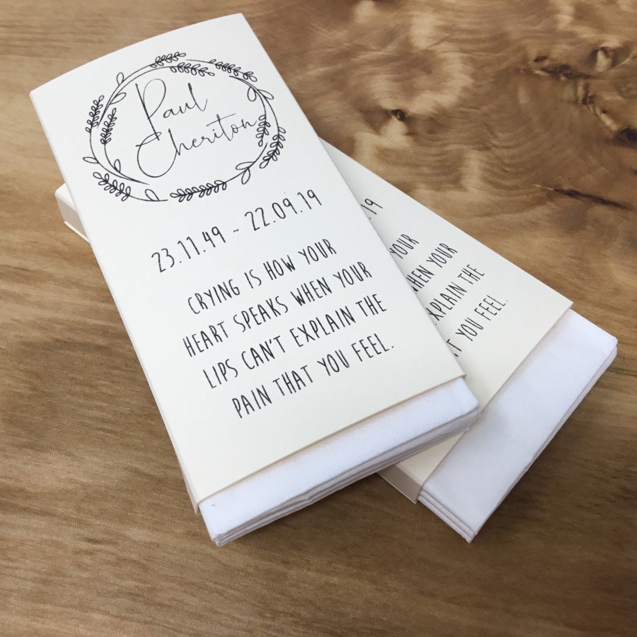 Funeral Tissue Sleeve. Tissues. Funeral Favour. Funeral Favor. | Etsy UK