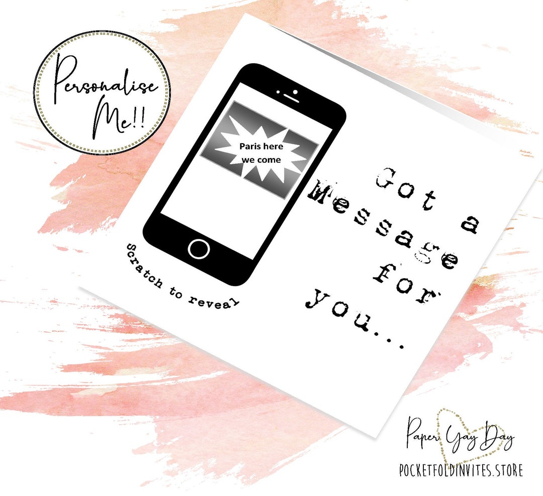 Personalised Surprise Message Card. Scratch & Reveal Card. Customised ...