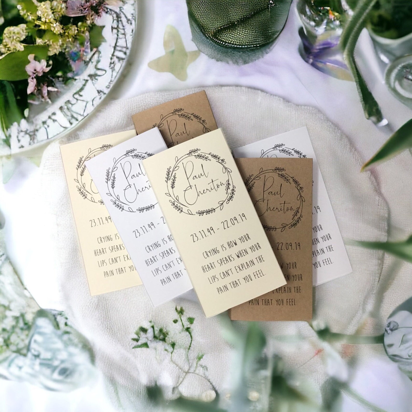 Personalized Funeral Tissue Sleeves: Remembrance Favors (set of 10) - Etsy