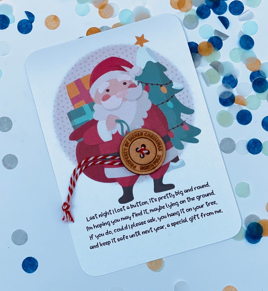 Personalised Santa's Lost Button Decoration Christmas Eve Box Gift ...