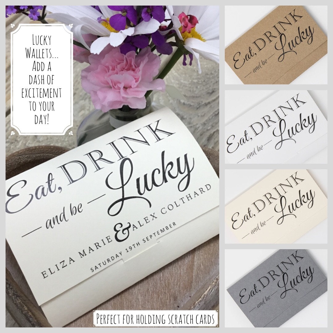 Personalised Lottery Ticket Wallet Scratch Card Holder Wedding Favor ...