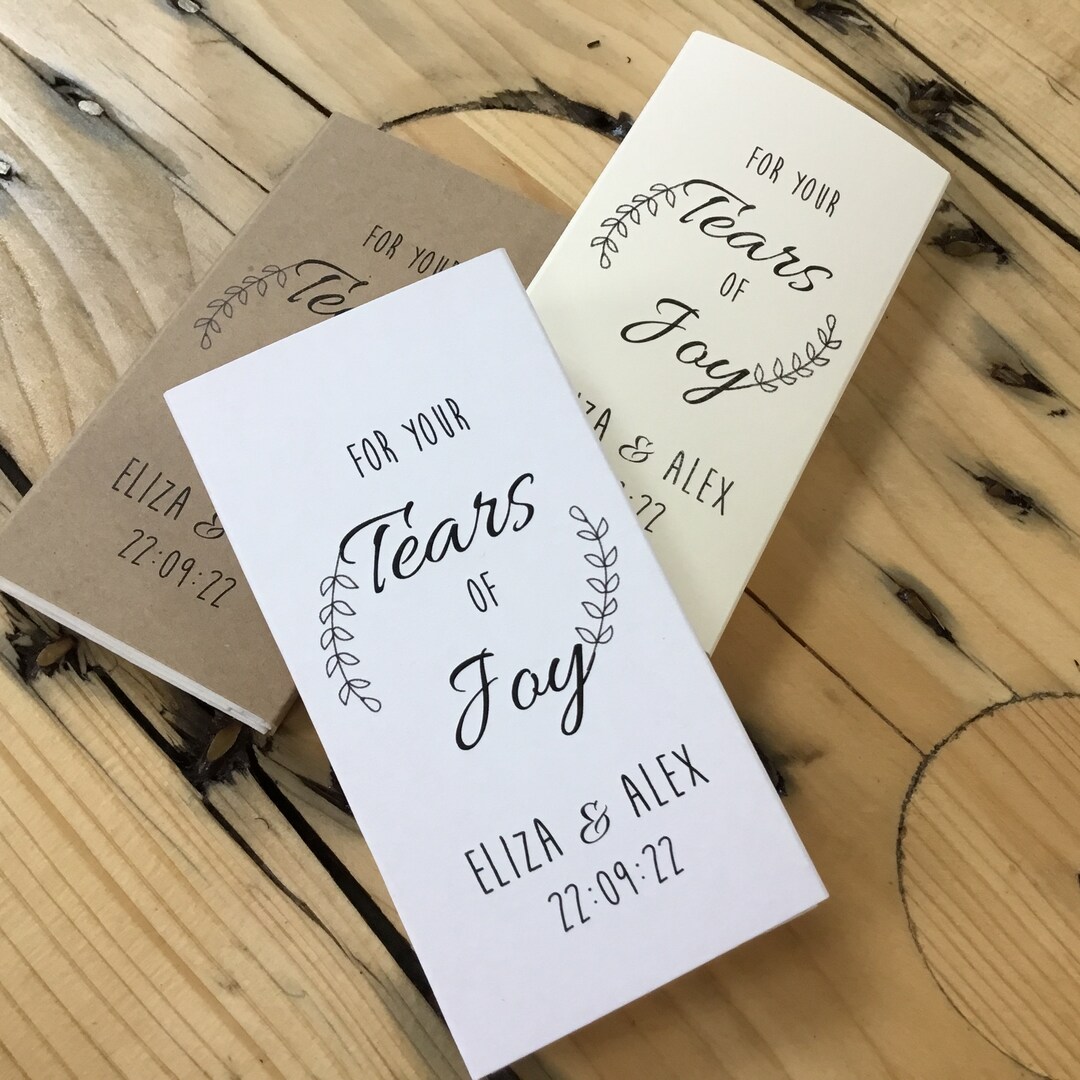 Tears of Joy Tissue Sleeve. Wedding Favour. Tissue Favor. Tears of Joy ...