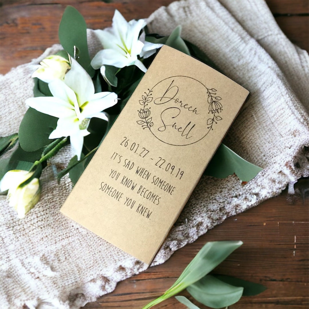 Personalized Funeral Favor Tissue Sleeves - Remembrance Gift (set of 10 ...