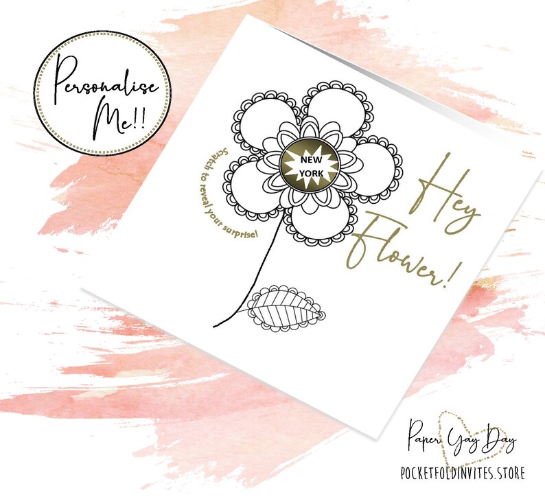 Customised Flower Surprise Card. Scratch & Reveal Surprise - Etsy