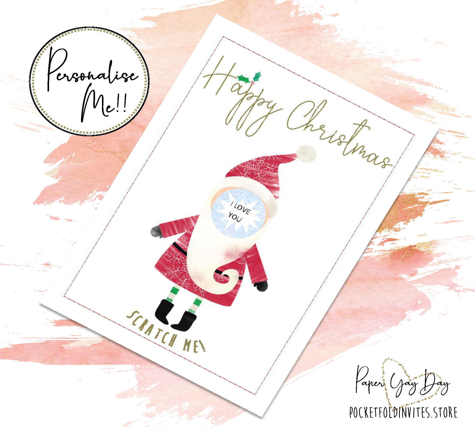 Personalised Xmas Card. Christmas Hidden Message Card. Scratch | Etsy