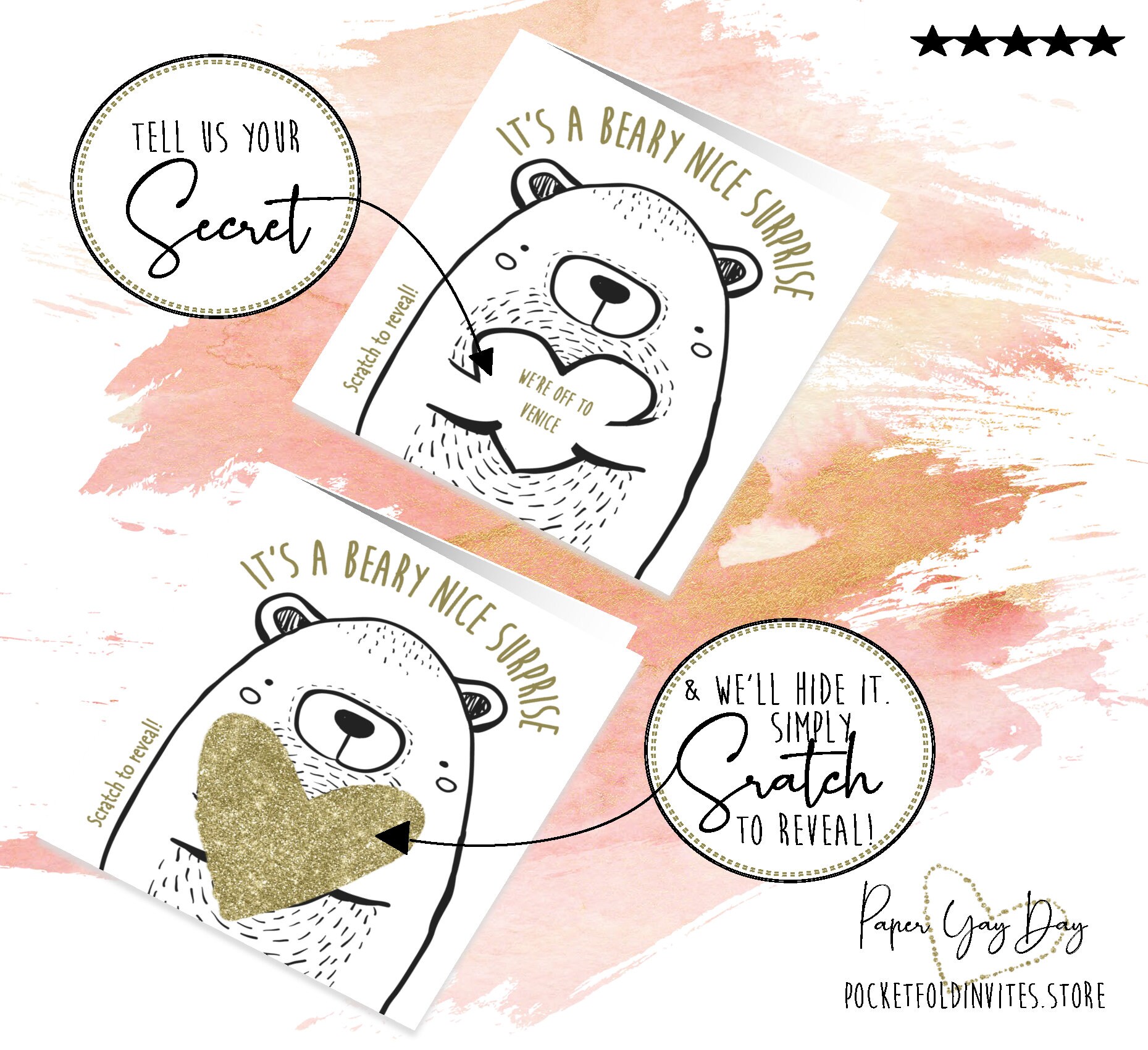 Scratch off Surprise Card. Hidden Message Card. Personalised - Etsy