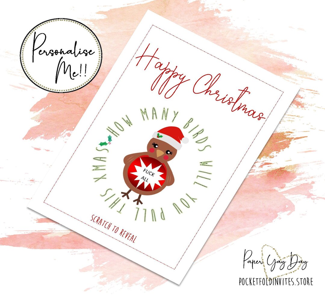Hidden Message Card. Funny Xmas Gift. Christmas Scratch & Reveal Card ...