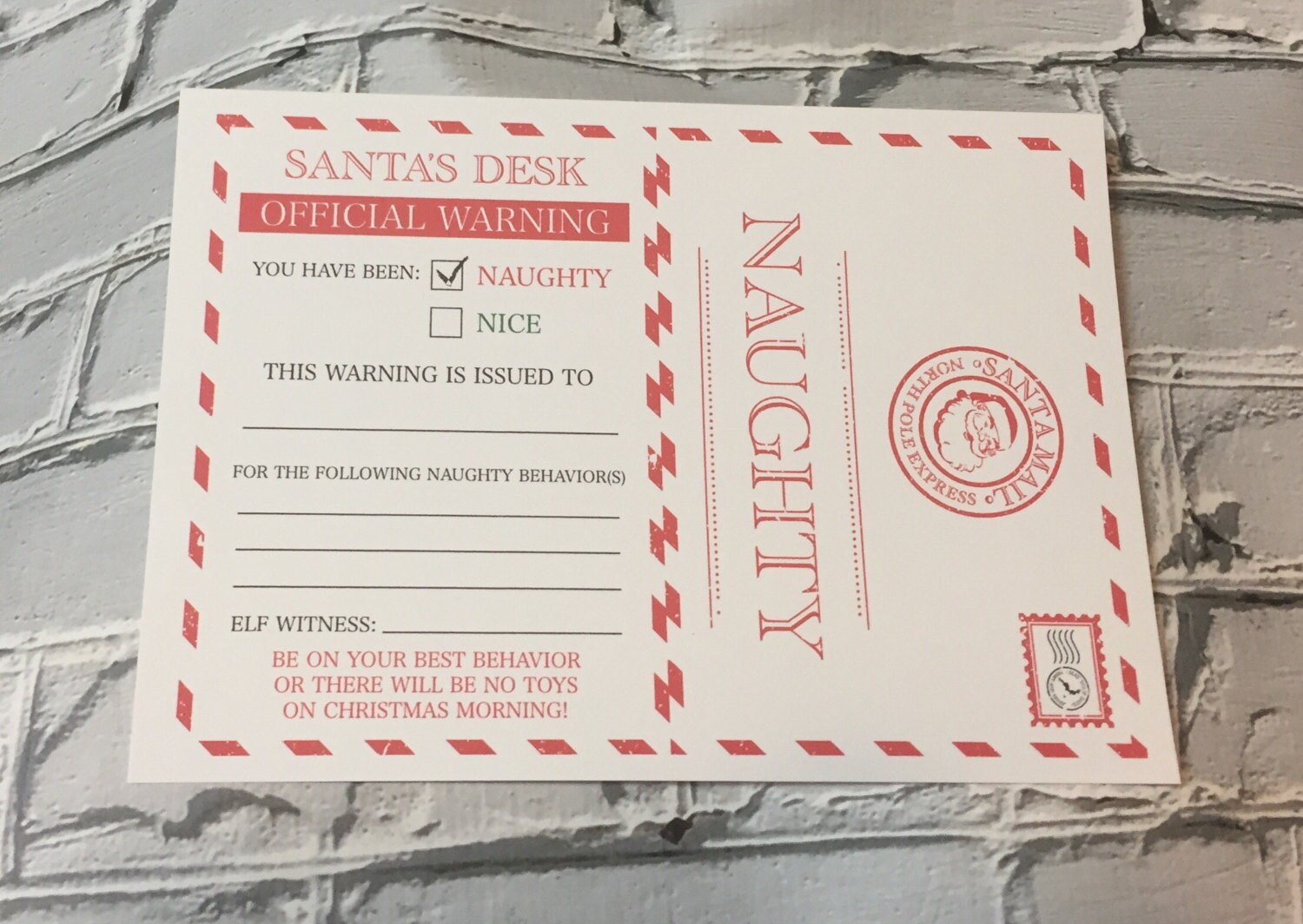 Santa Notice of Naughty or Nice Post Cards; Santa Mail; Official ...