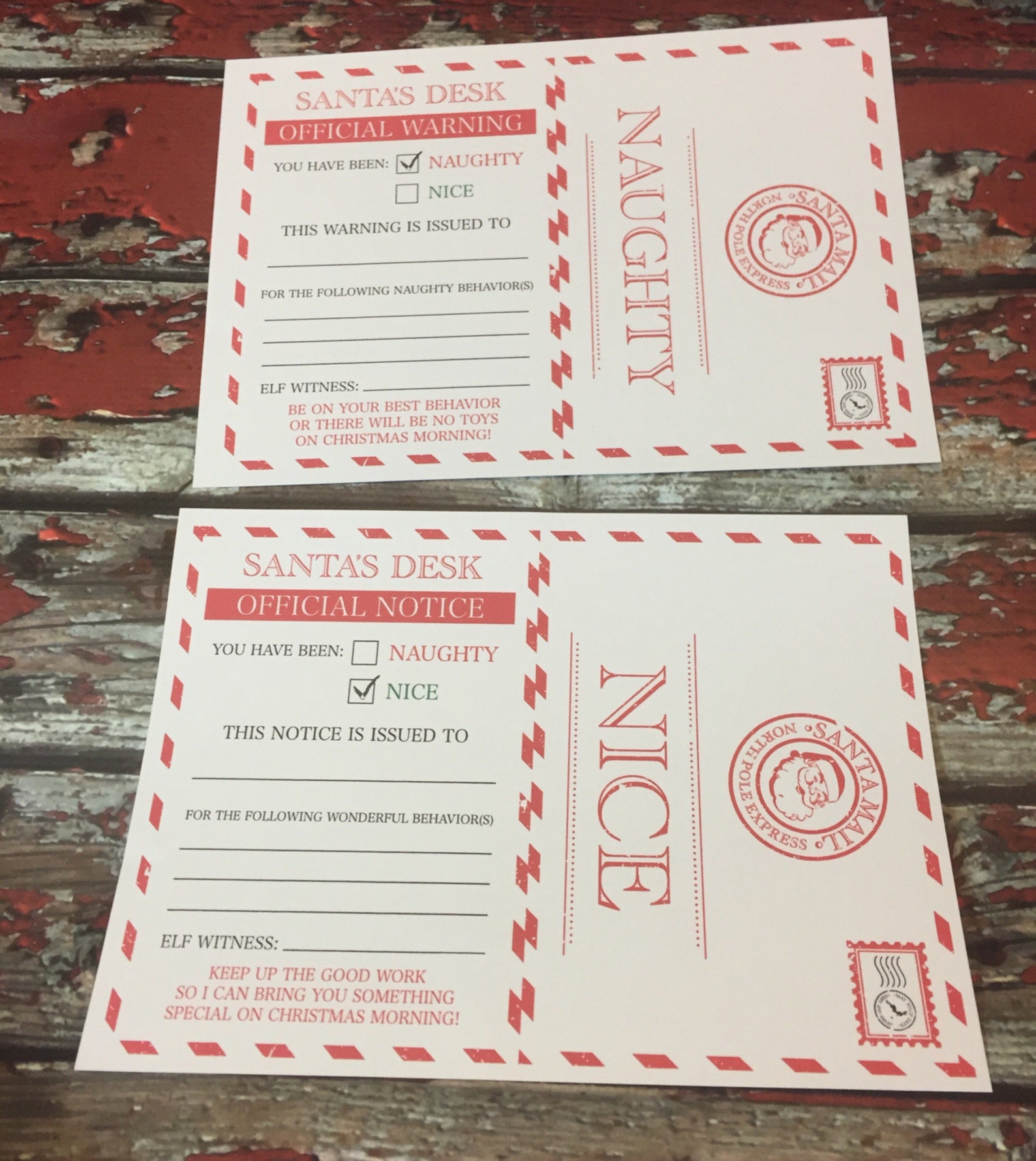 Santa Notice of Naughty or Nice Post Cards; Santa Mail; Official ...