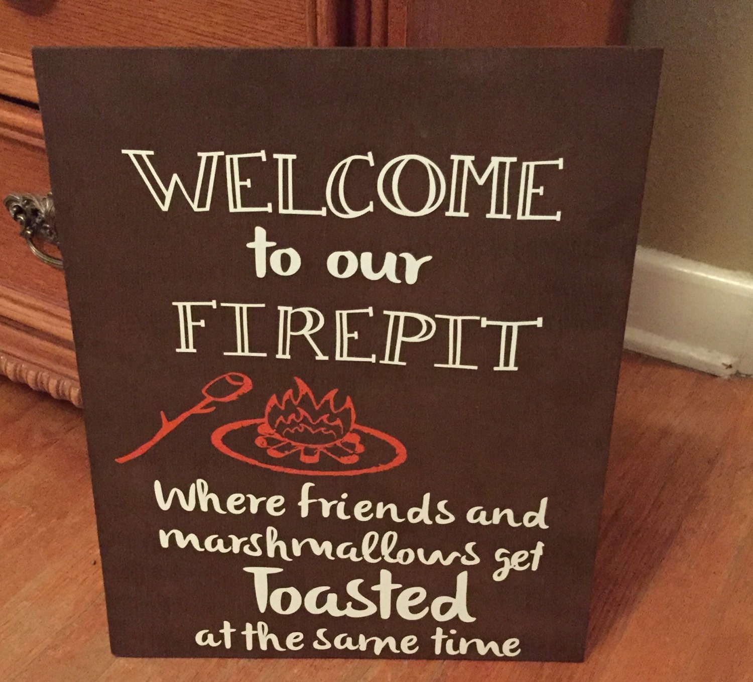 Welcome to Our Fire Pit Sign Fire Pit Sign Wooden Sign | Etsy