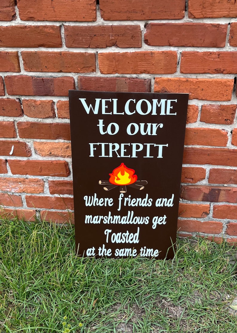 Welcome to Our Fire Pit Sign Fire Pit Sign Wooden Sign - Etsy
