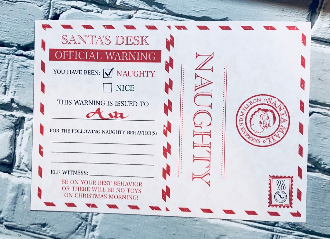 Santa Notice of Naughty or Nice Post Cards Santa Mail - Etsy
