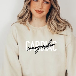 Cursive Block Cardiac Sonographer Sweatshirt, Sonography Ultrasound ...