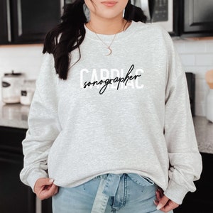 Cursive Block Cardiac Sonographer Sweatshirt, Sonography Ultrasound ...