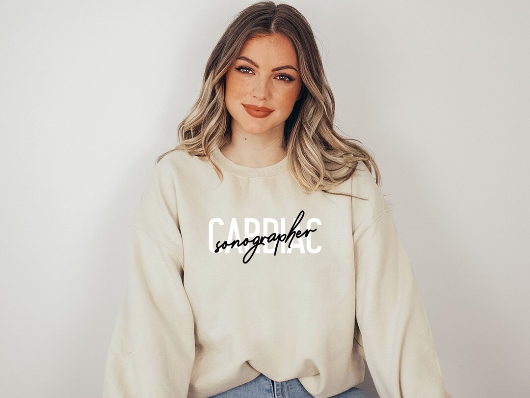Cursive Block Cardiac Sonographer Sweatshirt, Sonography Ultrasound ...