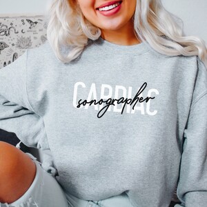 Cursive Block Cardiac Sonographer Sweatshirt, Sonography Ultrasound ...