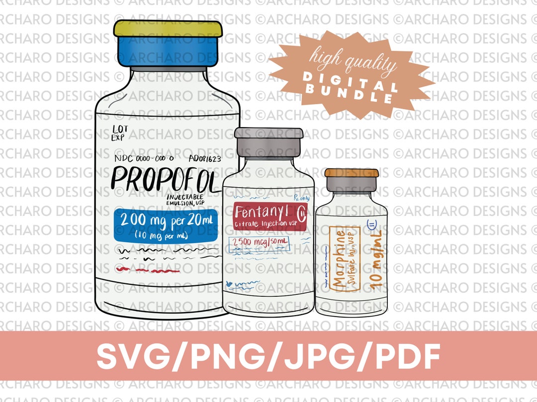 Sedation Bundle SVG Files, Propofol Fentanyl Morphine, Nurse SVG Cut ...