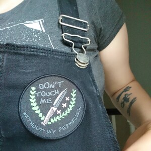 Don't Touch Me Black Embroidered Iron on Patch - Etsy