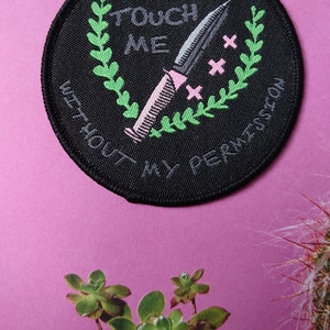 Don't Touch Me Black Embroidered Iron on Patch - Etsy